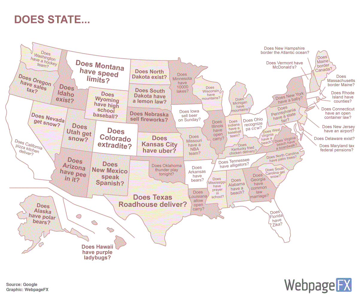 5 Maps of the Most Popular (and Weird) US State Searches