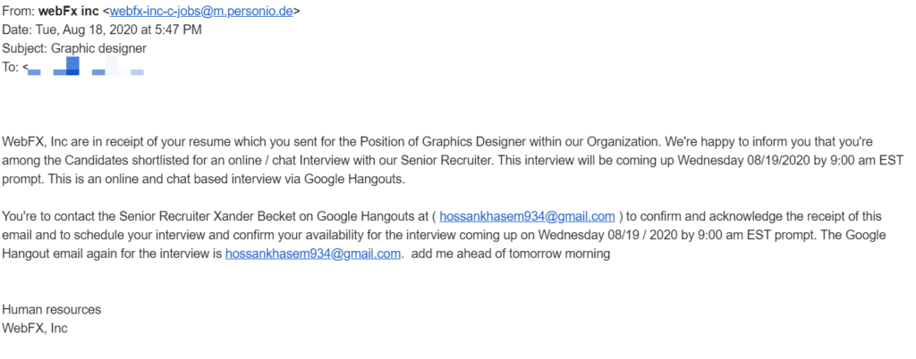 Phishing Job Interview Scams | WebFX